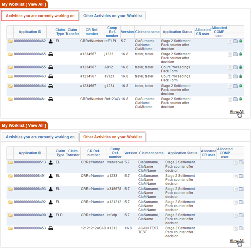 Claims Dashboard / Worklist and Notifications